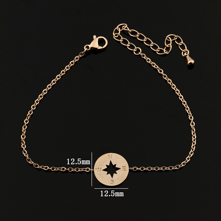 Gold Compass Bracelet Stainless Steel Dainty Disc – Bones Store